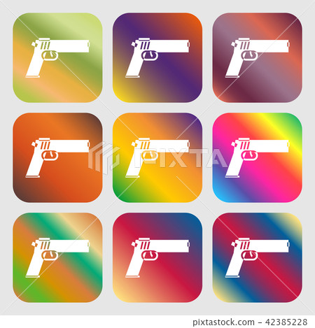 Gun icon . Nine buttons with bright gradients for-插圖素材 [42385228] - PIXTA圖庫