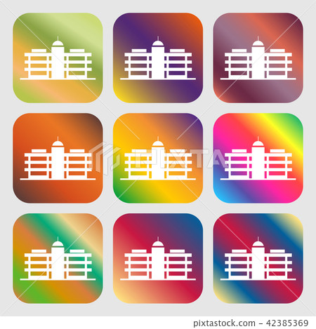 Business center icon . Nine buttons with bright gr - Stock Illustration ...