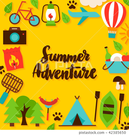 Summer Adventure Lettering Postcard - Stock Illustration [42385650] - PIXTA