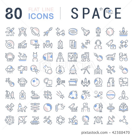 Set Vector Line Icons of Space.-插圖素材 [42388470] - PIXTA圖庫