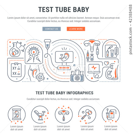Linear Banner of Test Tube Baby. - Stock Illustration [42388488] - PIXTA