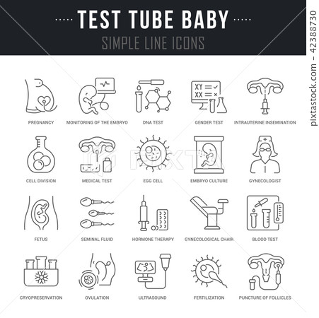 Set Vector Line Icons of Test Tube Baby. - Stock Illustration [42388730 ...