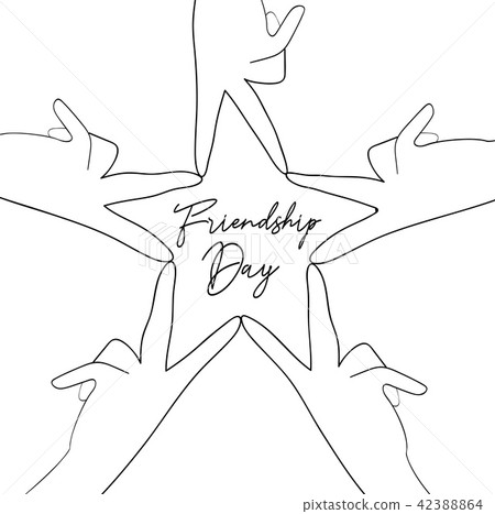 Friendship Day friend group hands star shape card - Stock Illustration ...