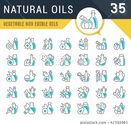 Set Vector Line Icons of Natural Oils - Stock Illustration [42388965 ...