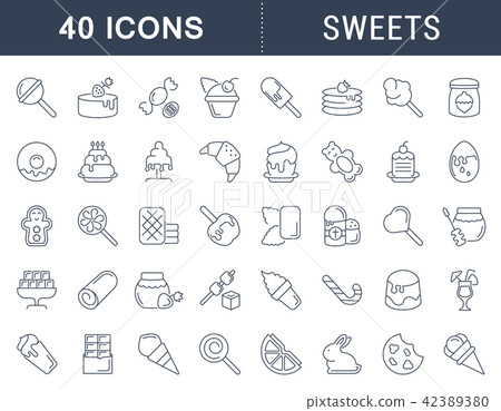 Set Vector Line Icons of Sweets - Stock Illustration [42389380] - PIXTA