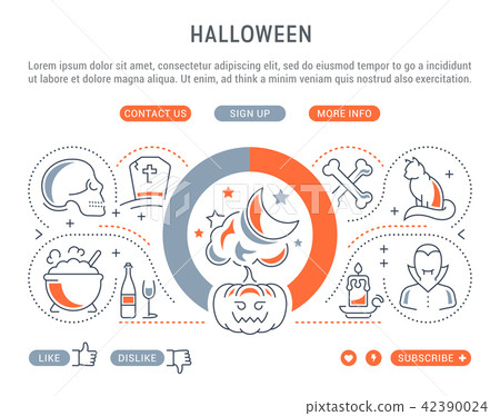 Website Banner and Landing Page of Halloween.-插圖素材 [42390024] - PIXTA圖庫