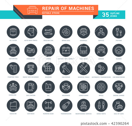 Set Vector Line Icons of Repair of Machines.-插圖素材 [42390264] - PIXTA圖庫