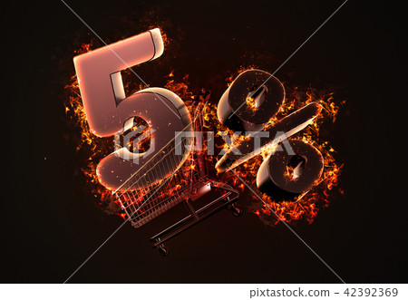Shopping cart and red Five percent discount sign - Stock Illustration ...