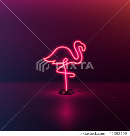 Glowing Neon effect sign with Pink Flamingo.... - Stock Illustration ...
