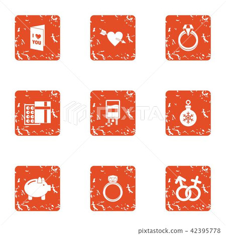 Cease to love icons set, grunge style - Stock Illustration [42395778 ...
