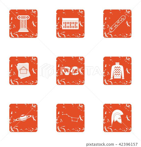 Reconstruction icons set, grunge style - Stock Illustration [42396157 ...