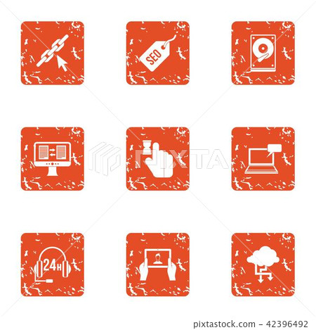 Select the data icons set, grunge style - Stock Illustration [42396492 ...