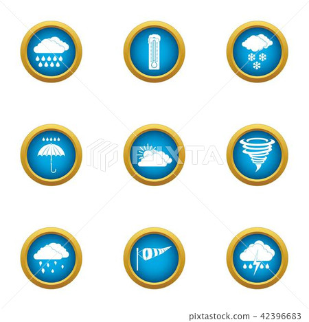 Weather pressure icons set, flat style - Stock Illustration [42396683 ...