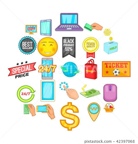 E-commerce icons set, cartoon style - Stock Illustration [42397068] - PIXTA