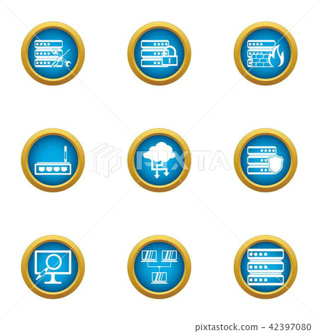 Data processing icons set, flat style - Stock Illustration [42397080 ...