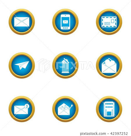 Submit icons set, flat style - Stock Illustration [42397252] - PIXTA