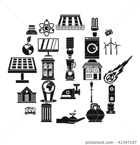 Energy transfer icons set, simple style - Stock Illustration [42397297 ...