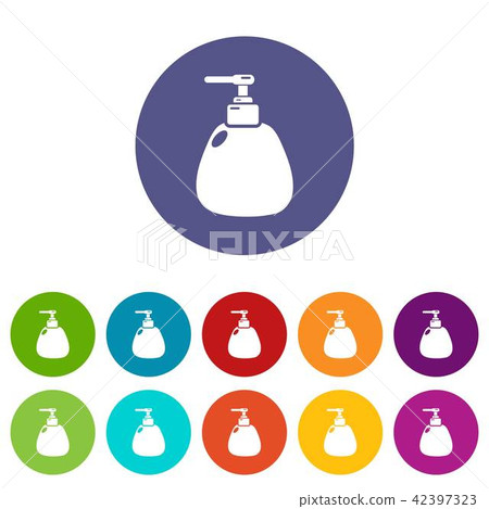 Dispenser pump cosmetic icons set vector color - Stock Illustration ...