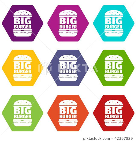 Big burger icons set 9 vector - Stock Illustration [42397829] - PIXTA