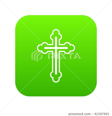 Crucifix icon digital green - Stock Illustration [42397891] - PIXTA