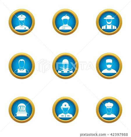 Countenance icons set, flat style - Stock Illustration [42397988] - PIXTA