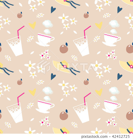Seamless pattern with elements on a summer theme - Stock Illustration ...