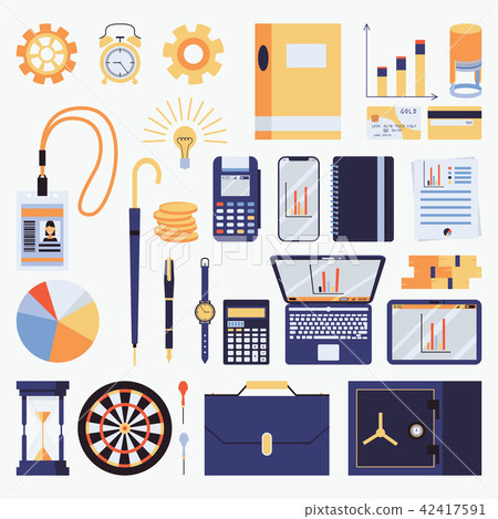 Vector set with business objects. Vector - Stock Illustration [42417591 ...