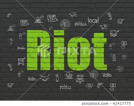 Politics concept: Riot on wall background - Stock Illustration ...