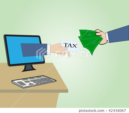 Hand with tax card and Hand hold money - Stock Illustration [42438067 ...