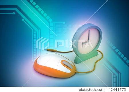 Alarm clock and computer mouse - Stock Illustration [42441775] - PIXTA