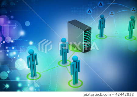 3d people connect with server-插圖素材 [42442038] - PIXTA圖庫
