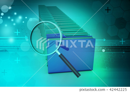 Magnifying glass with file folder - Stock Illustration [42442225] - PIXTA