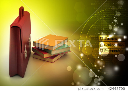 leather briefcase and books - Stock Illustration [42442700] - PIXTA