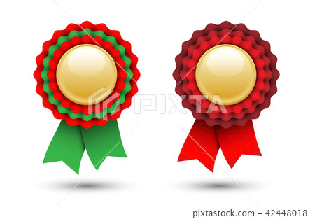 red and green ribbon rosette - Stock Illustration [42448018] - PIXTA