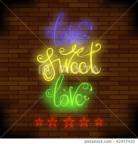 Vintage Colorful Neon Lettering. - Stock Illustration [42457420] - PIXTA