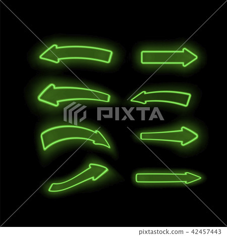 Set of Different Neon Green Arrows - Stock Illustration [42457443] - PIXTA