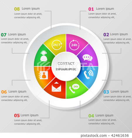 Infographic design template with contact icons - Stock Illustration ...