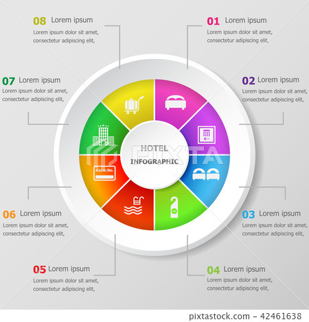 Infographic design template with hotel icons - Stock Illustration ...