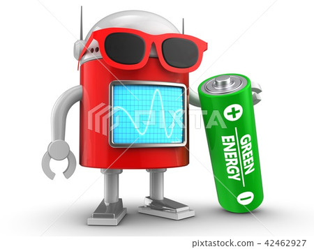 3d illustration of robot with with battery - Stock Illustration ...