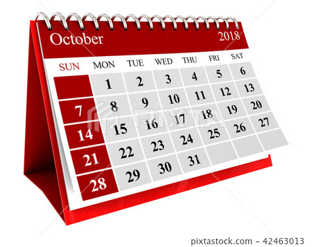 3d illustration of october month calendar - Stock Illustration ...