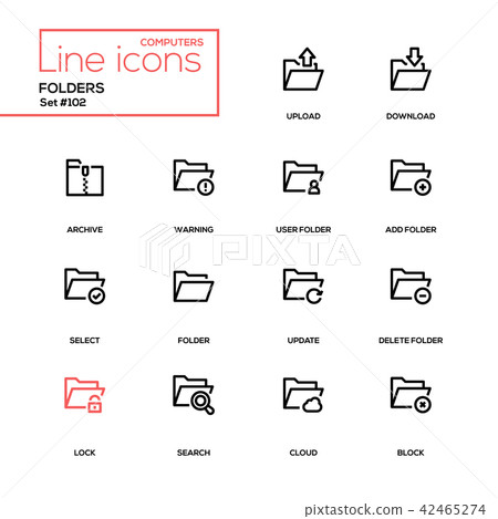 Folders - modern line design icons set - Stock Illustration [42465274 ...