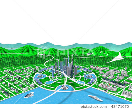 future city, cityscape, townscape - Stock Illustration [42471070] - PIXTA