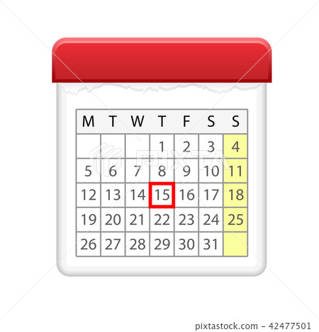 7 Day Calendar Clipart Red