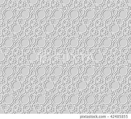 3D white paper art Islamic geometry backgrouund - Stock Illustration ...