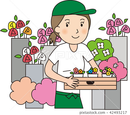 Flower shop staff woman - Stock Illustration [42493217] - PIXTA