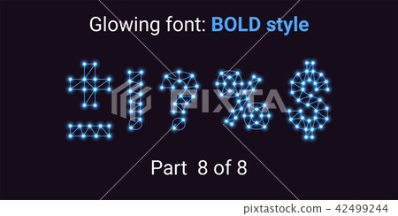 Blue Glowing font in the Outline style - Stock Illustration [42499244 ...