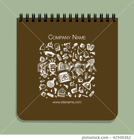 Notebook with bathhouse design elements - Stock Illustration [42508362 ...