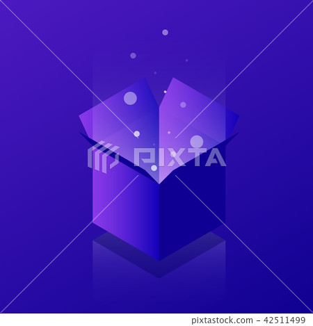 Isometric Open Box Neon Illustration - Stock Illustration [42511499 ...