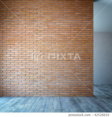 empty room with brick wall, 3d rendering - Stock Illustration [42526610 ...