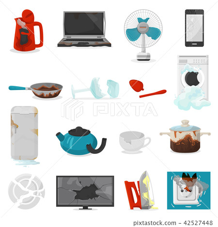 Broken appliance vector damaged homeappliances... - Stock Illustration ...